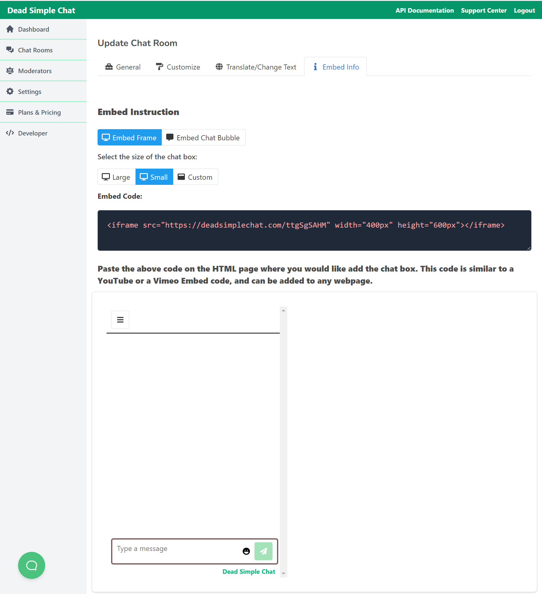 How to add Embedded chat box widget on your website