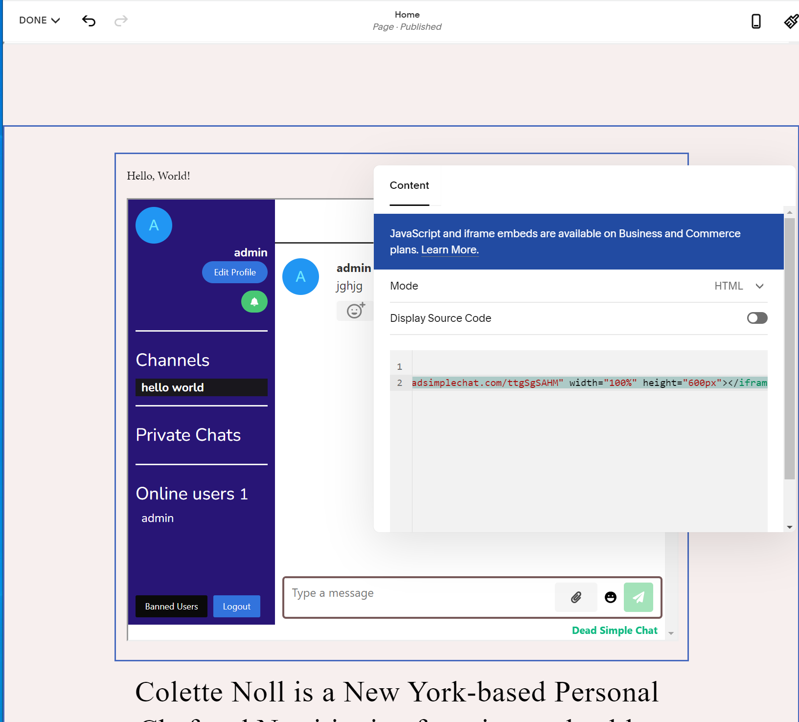 How to add Chat to Squarespace