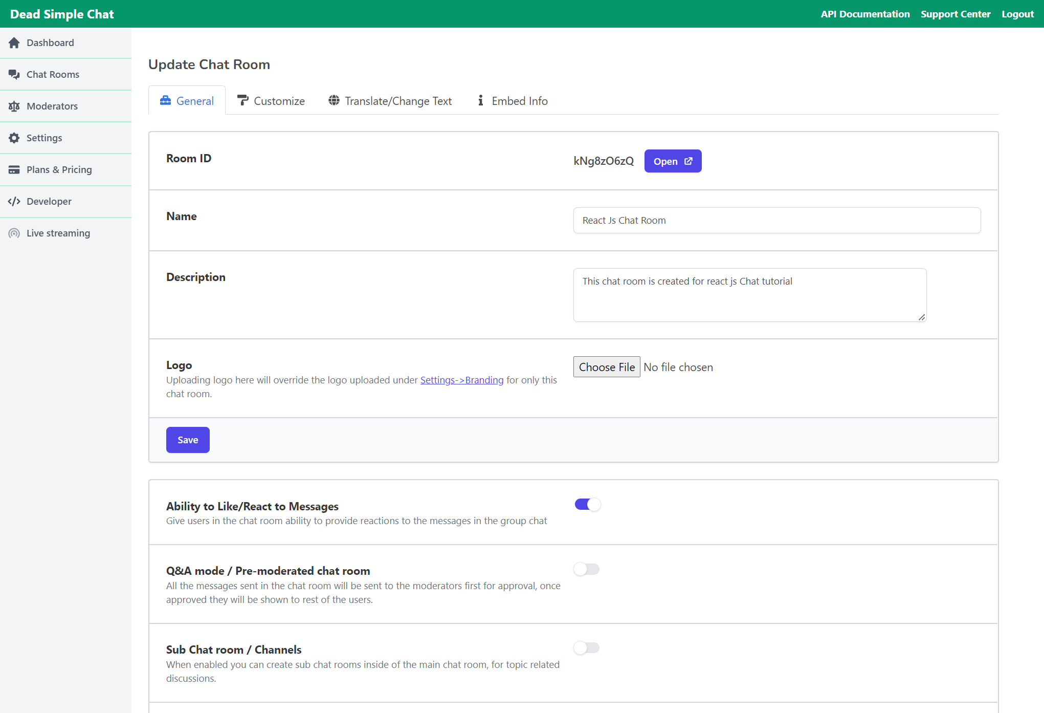 Add Chat to your React Js Application in 3 Easy Steps with DeadSimpleChat