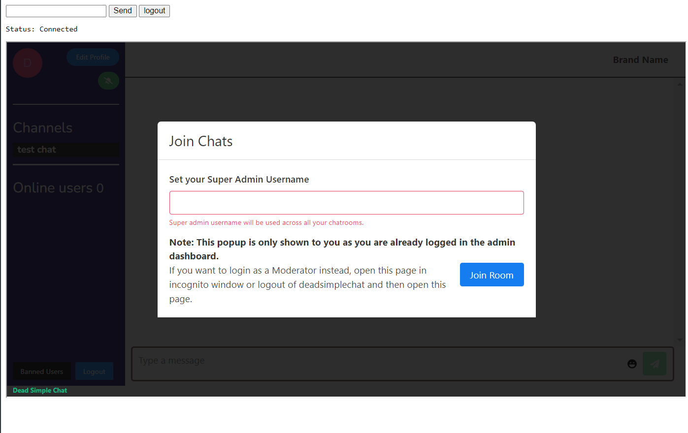 Golang Websocket chat server